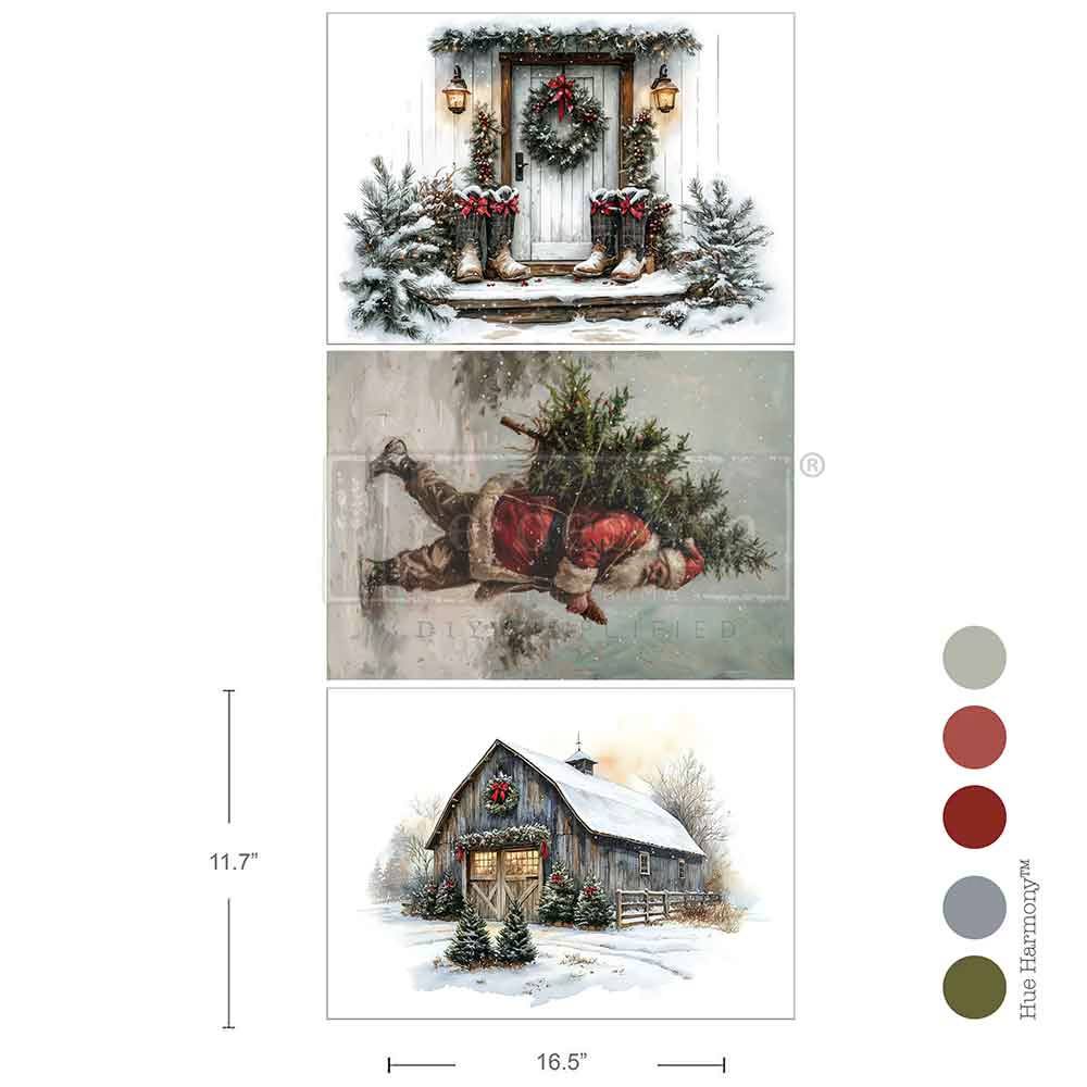 SANTA'S WOODLAND STROLL | Decoupage Fibre Tissue Paper| Redesign with
